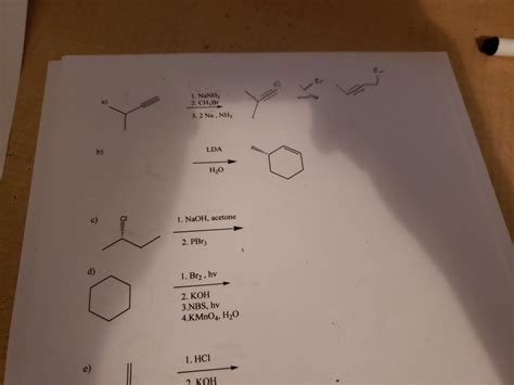 Solved 1. NaNH2 2. CH,Br a) 3. 2 Na, NH3 b) LDA an H20 c) C | Chegg.com