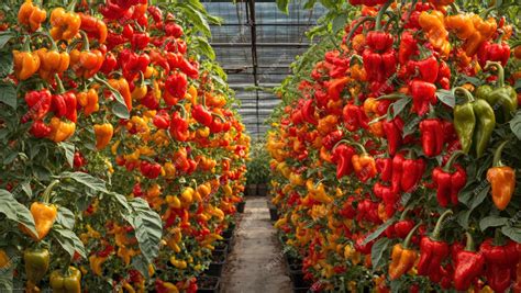 Premium Ai Image Growing Sweet Peppers In A Greenhouse
