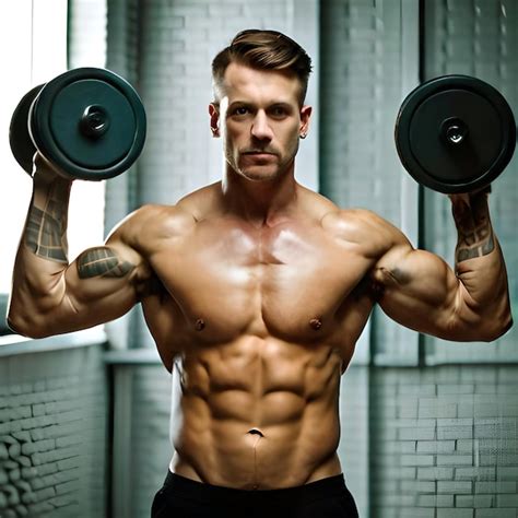 Premium Ai Image Powerful Stylish Bodybuilder With Tattoo On His Arm