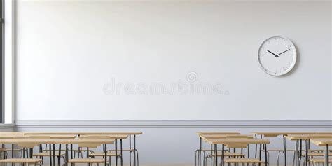 Minimalist 3d School Classroom Clock Banner With Realismresponsebody Stock Illustration