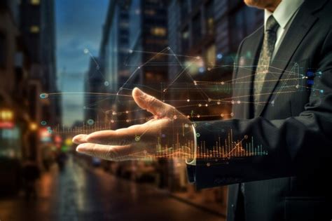 Premium Photo Digital Graph Performance With Businessman Hand Overlay