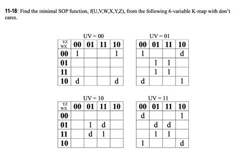 Solved 11 18 Find The Minimal SOP Function F U V W X Y Z Chegg