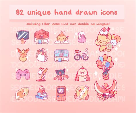 Cute Fire Type Ios And Android App Icons Home Screen Set Etsy