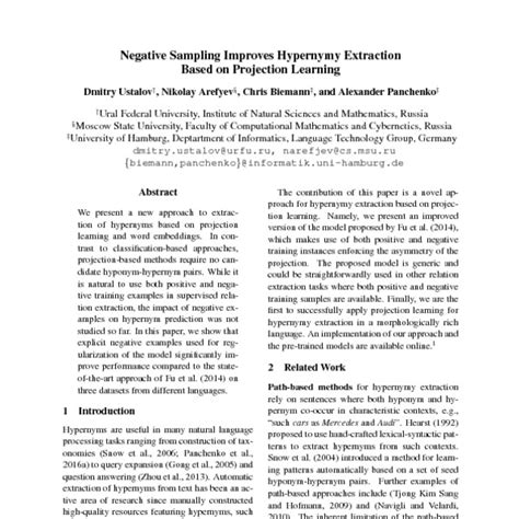 Negative Sampling Improves Hypernymy Extraction Based On Projection
