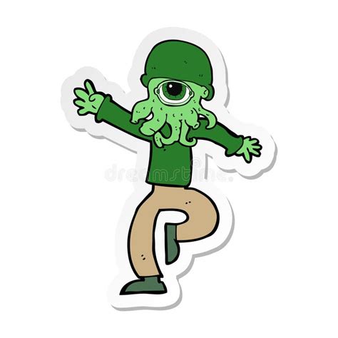 A Creative Sticker Of A Cartoon Alien Monster Man Stock Vector