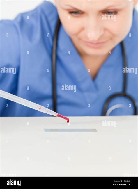 Female Scientist Preparing A Slide For A Microscope Stock Photo Alamy