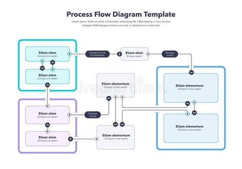 Modern Process Flow Diagram Layout Template Dark Version Stock Vector
