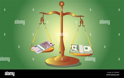 The Scales Weigh The Dollar Currency And The Euro Currency Which Currency Now Weighs More In