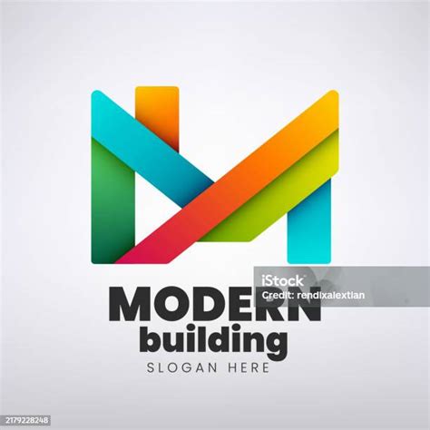 현대 건물 로고 디자인 크리 에이 티브 빌딩 회사 벡터 일러스트 레이 션 3차원 형태에 대한 스톡 벡터 아트 및 기타 이미지 3차원 형태 개념 건축 Istock