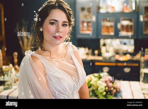 Attractive Young Bride Before Wedding Ceremony Brides Preparations