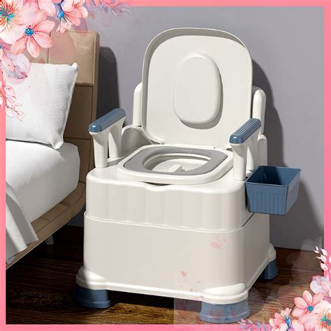 Bồn cầu di động cho người già có tay vịn tựa lưng Bô vệ sinh cho bà bầu nhựa ABS chắc chắn siêu