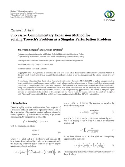 pdf successive complementary expansion method for solving troesch s