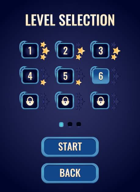 Gui 자산 요소에 대한 초상화 판타지 Rpg 게임 Ui 레벨 선택 인터페이스 프리미엄 벡터