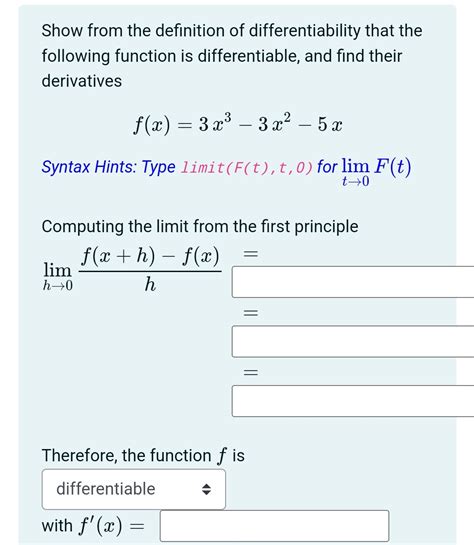 Solved Show From The Definition Of Differentiability That