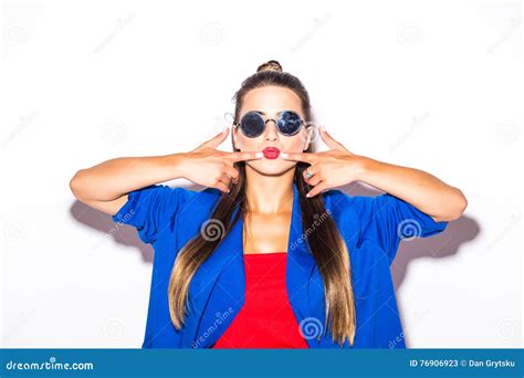 Beauty Fashion Model Woman Portrait Wearing Glasses Stock Image Image
