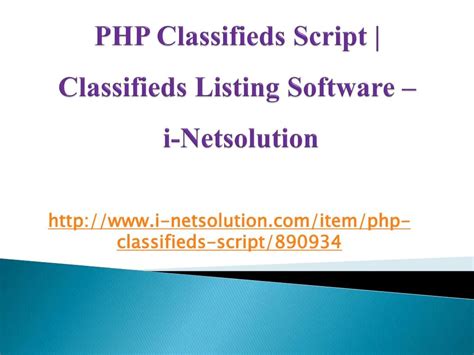 Ppt Php Classifieds Script Classifieds Listing Software I