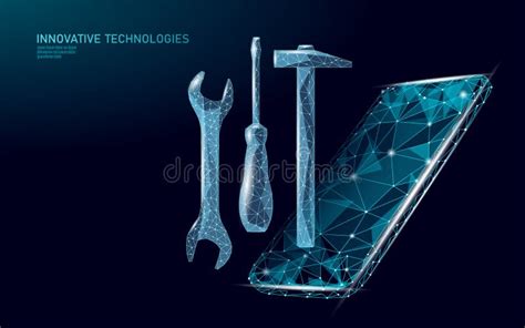 Digital Tools Smartphone Concept Low Poly Maintenance Engineering