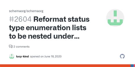 Reformat Status Type Enumeration Lists To Be Nested Under