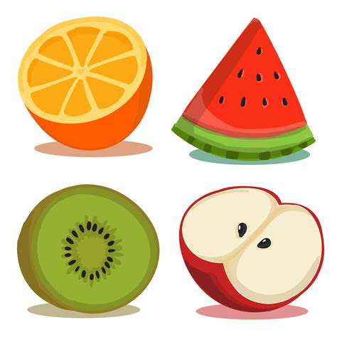 Mano Dibujar Dibujos Animados Frutas Colección Vector Ilustración