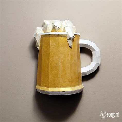 Beer Glasses Papercraft Sculpture Printable 3d Puzzle Etsy