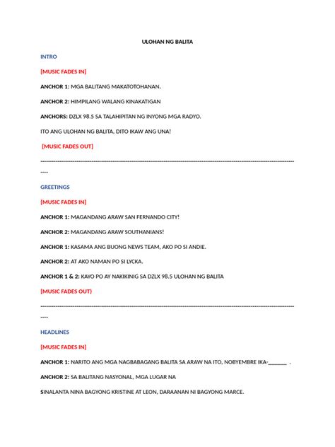 Radio Broadcast Script Pdf