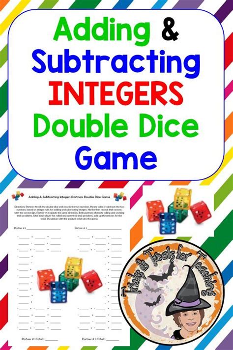 adding and subtracting integers game double dice partners activity fun adding and