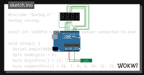 Lm 35 And 4 Digit 7 Segment Wokwi Esp32 Stm32 Arduino Simulator