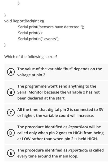 Solved An Arduino Programme Consists Of The Following Byte Chegg