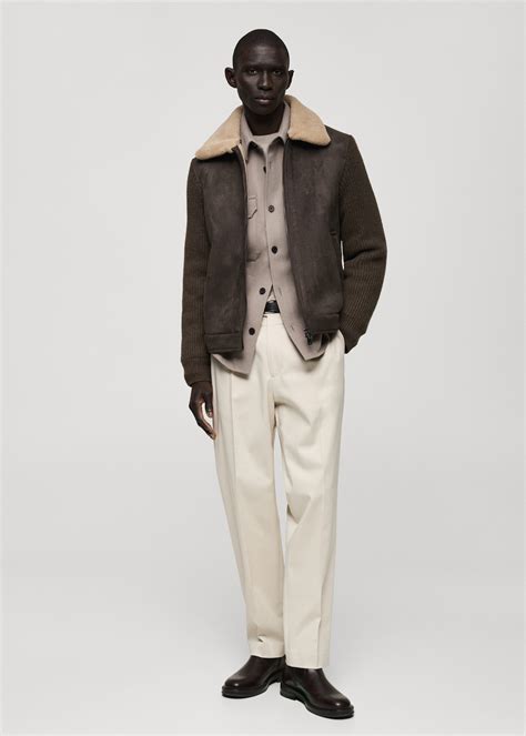 Shearling And Suede Effect Jacket Men Mango Usa