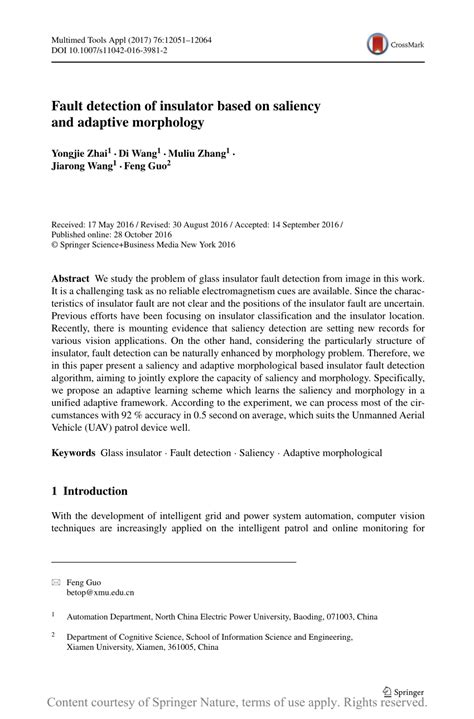 Fault Detection Of Insulator Based On Saliency And Adaptive Morphology Request PDF
