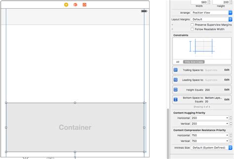 Ios Container View Not Satisfying Autolayout Stack Overflow