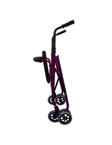 Andador Plegable Con Asiento Respaldo Y Cesta Aluminio Prado ROSA En Diferentes Colores