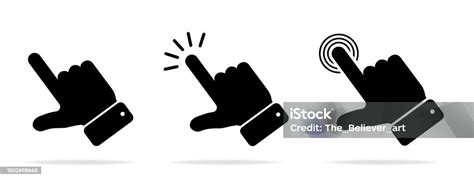Hand Pointer Icon Finger Click Pointer Click Cursor Arrow Icon Clicking A Computer Mouse Vector