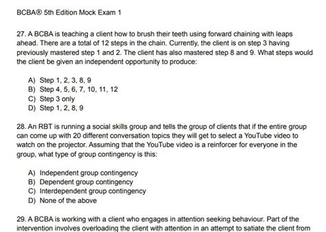 Th Edition Task List BCBA Mock Exam Questions Th Edition Task List Board Certified
