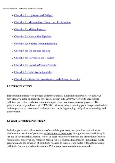 Contract Template Pdf 86651 Pollution Prevention Checklist Nepa Pg