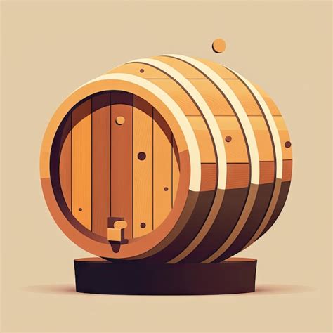Premium Ai Image Wooden Barrel Icon Vintage Hard Alcohol Cask Flat