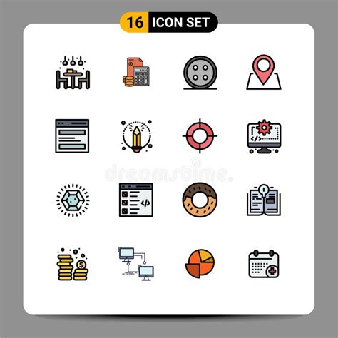 16 Thematic Vector Flat Color Filled Lines And Editable Symbols Of
