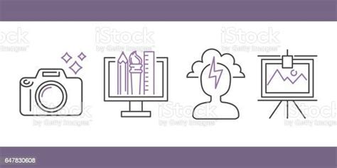 아트 아이콘 벡터 일러스트 레이 션 디자인 선형 기호 예술적 그림 창의력 단추 그래픽 컬렉션 얇은 기호 아이콘 라인 플랫 격리 설정 0명에 대한 스톡 벡터 아트 및 기타