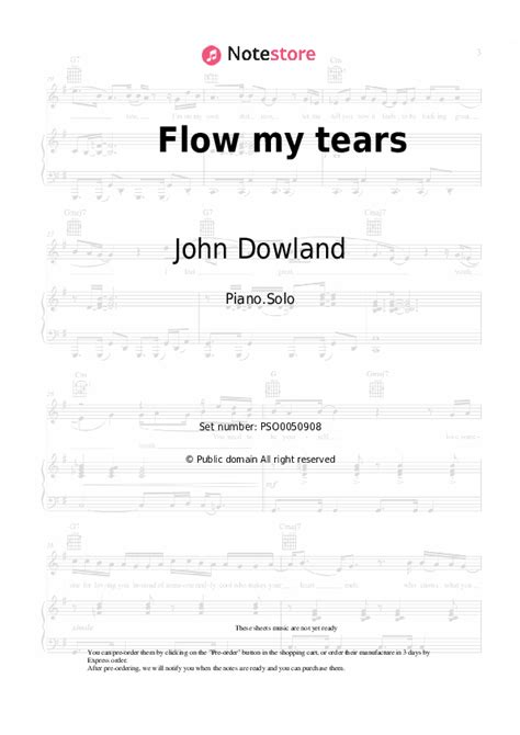 John Dowland Flow My Tears Piano Sheet Music In Note