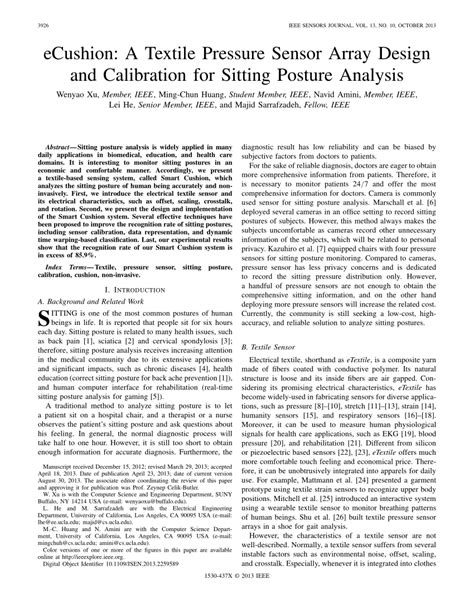Pdf Ecushion A Textile Pressure Sensor Array Design And Calibration