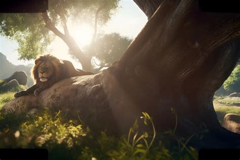 Premium Ai Image Lion In Nature In The Reserve Neural Network Ai Generated