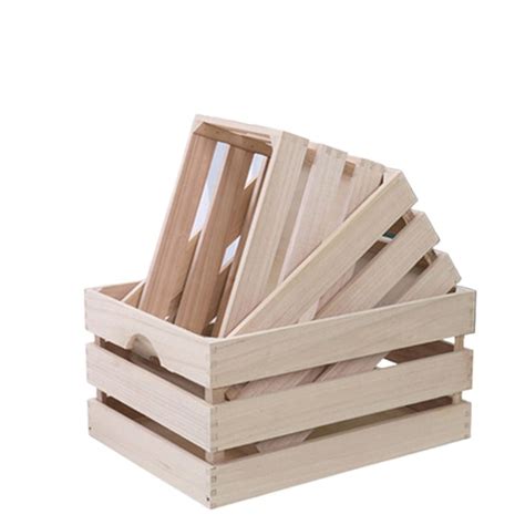Zengd Wooden Wood Nesting Storage Crates Handle Handcrafted Storage