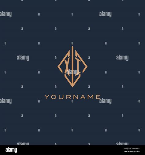 Monogram Xi Logo With Diamond Rhombus Style Luxury Modern Logo Design
