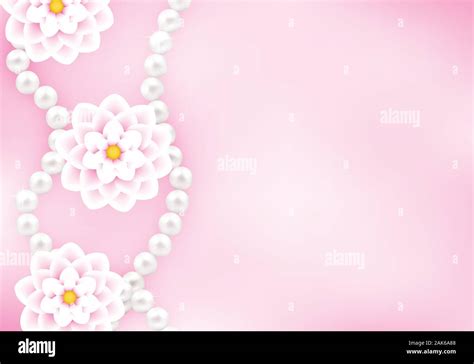 Elegant Floral Pink Background Pearl Necklaces Stock Vector Image