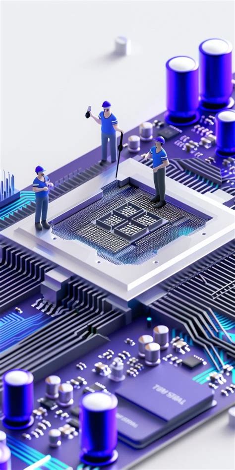 D Caricature of people reparing a big CPU в г Технологии Технологии будущего