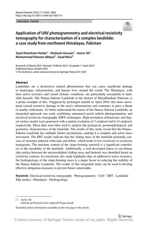 Application Of UAV Photogrammetry And Electrical Resistivity Tomography For Characterization Of