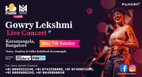 Gowry Lekshmis Live Musical Concert Fandom At Gillys Redefined