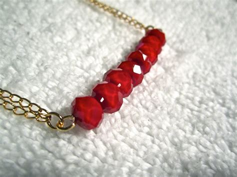 Ruby Red Gold Necklace 14k By Gelly51 On Etsy