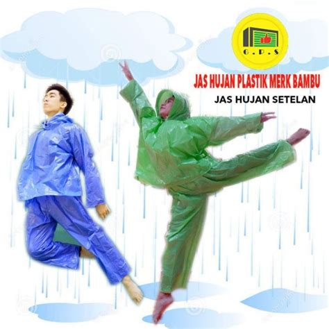 Venetian Shops Jas Hujan Plastik LDPE Jaket Celana Setelan Bambu Tebel Murah APD Sementara