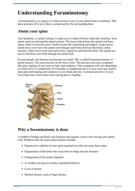 Text Understanding Foraminotomy Healthclips Online
